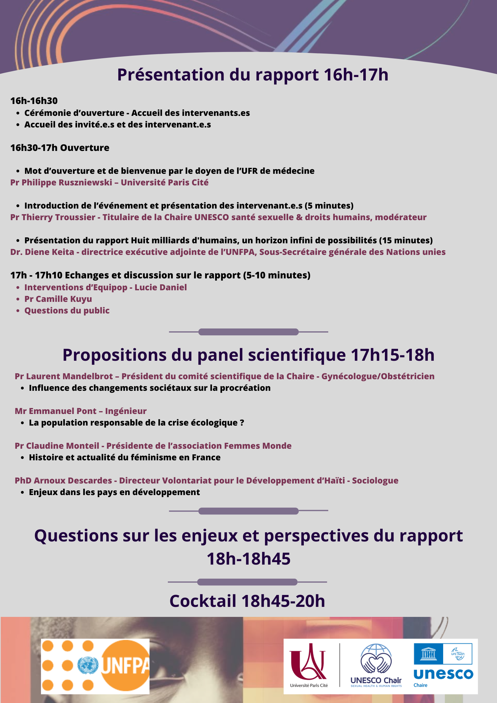 Conférence Débat Sur Le Rapport De Lunfpa Unesco Chaire Santé